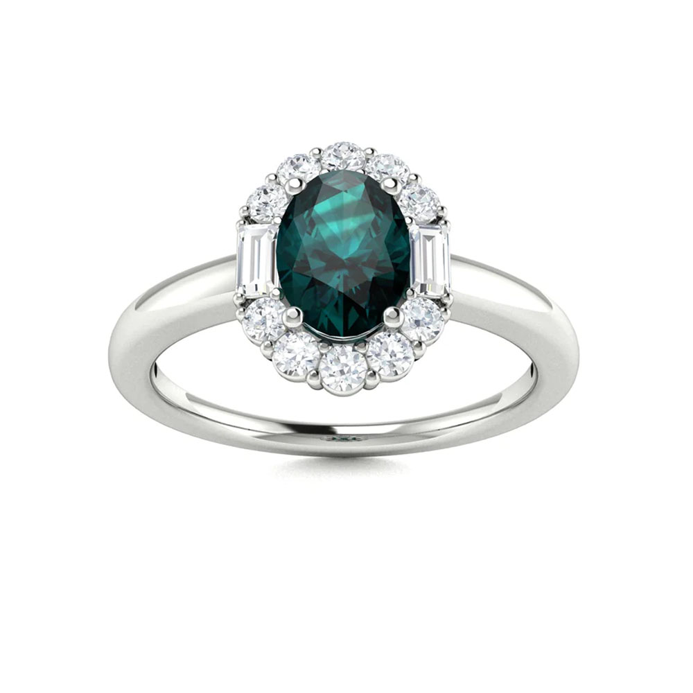 Oval Alexandrite with a diamond halo | Temple & Grace Singapore