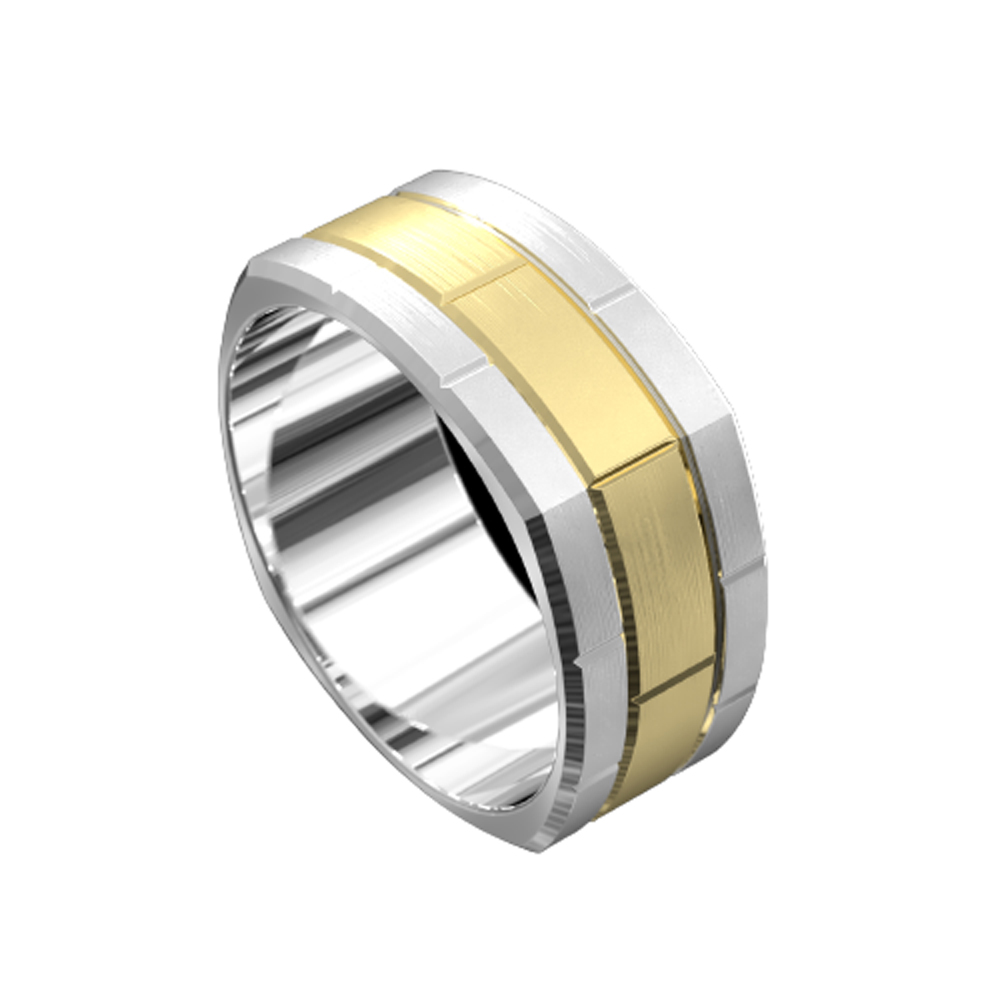 Square pattern two tone mens ring | Temple & Grace Singapore
